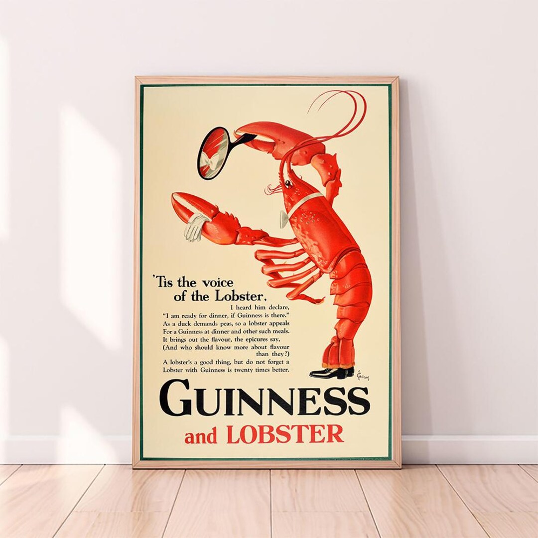 Guinness and Lobster Poster,movie Poster,high Quality Canvas Print ...