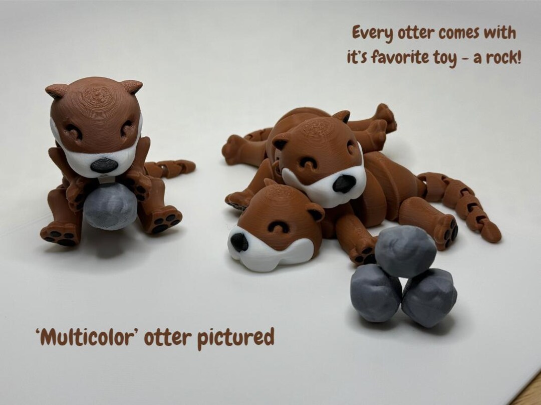 Cute Articulated Otter W/ Magnetic Rock Fidget Toy 3d Printed - Etsy