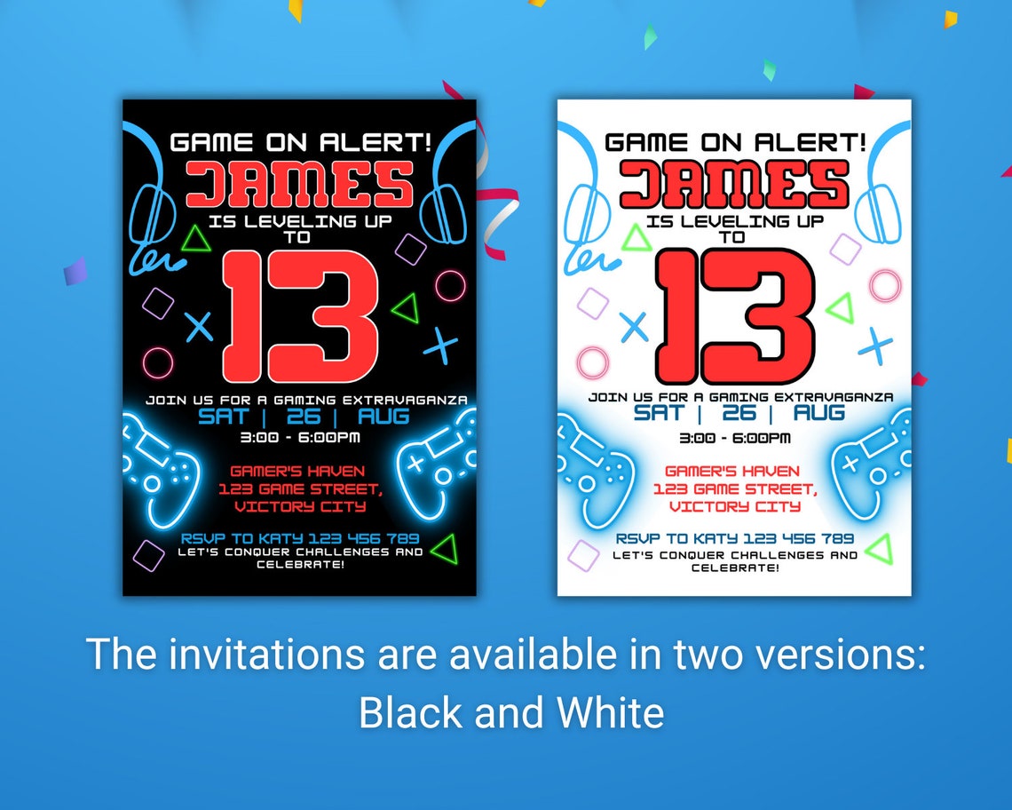 Gamer Birthday Invitation, Gaming Party Invitation, Video Game ...