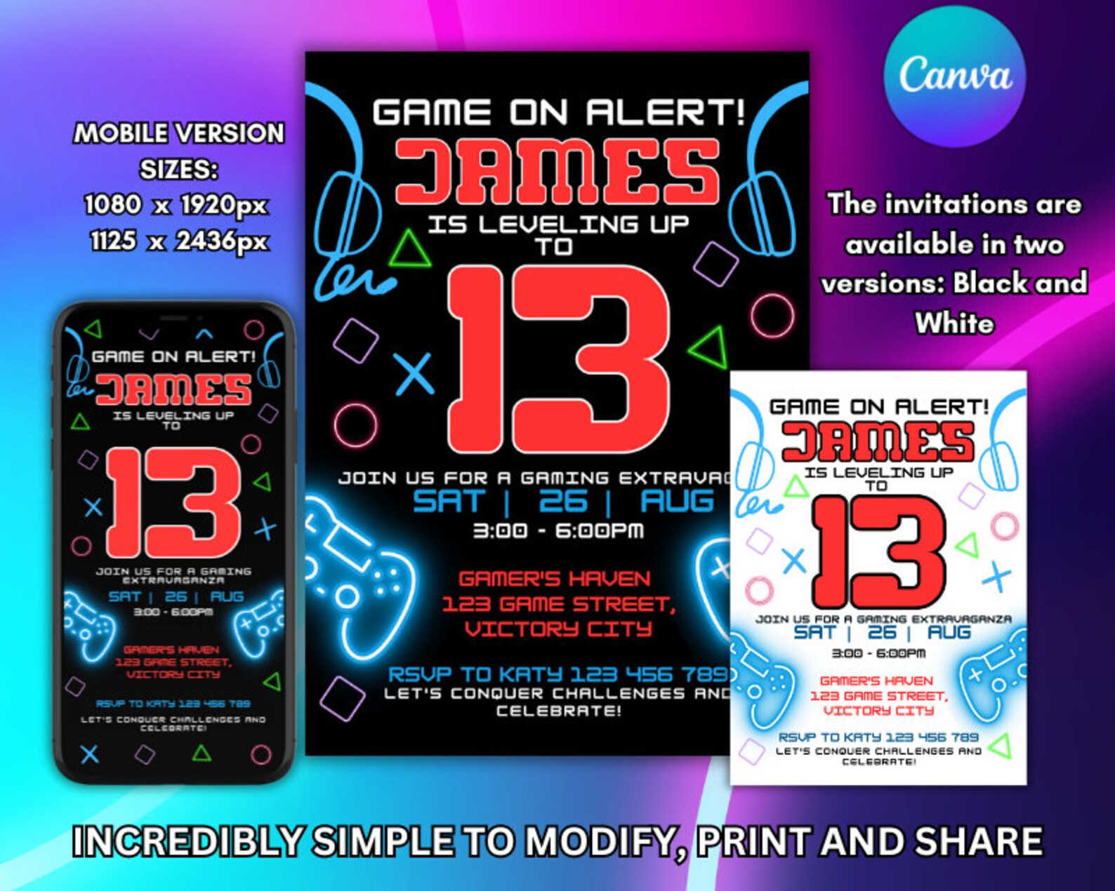 Gamer Birthday Invitation, Gaming Party Invitation, Video Game ...