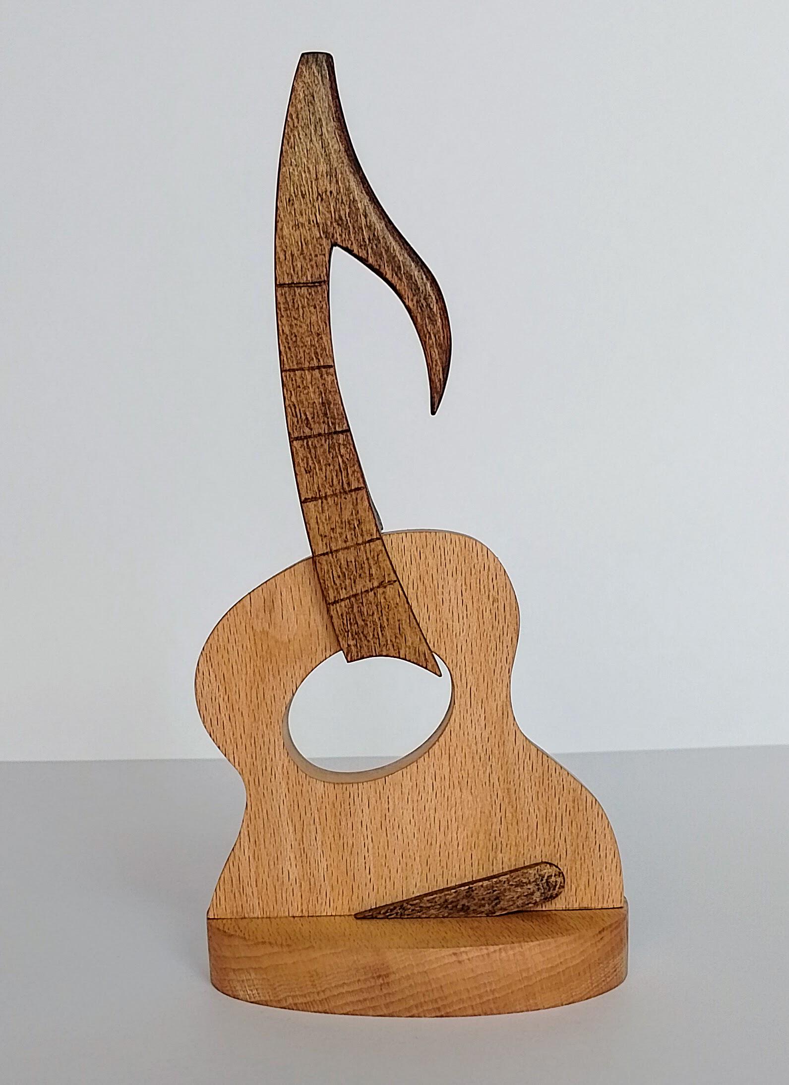 Handcrafted Wooden Guitar & Music Note Sculpture – A Unique Gift for ...