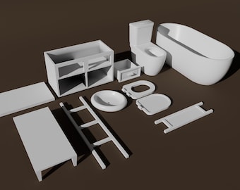 Dollhouse Bathroom Furniture Set - STL Files for 3D Printing - Etsy