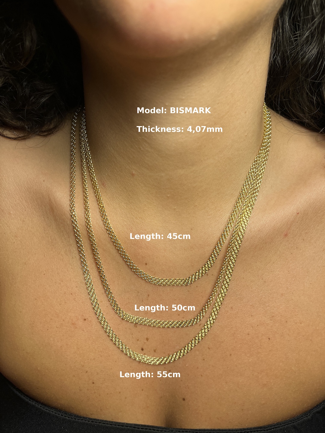 14K Gold Elegant Rolo Bismark Model Necklaces, 4,07-8,00 Mm 18"-22 ...