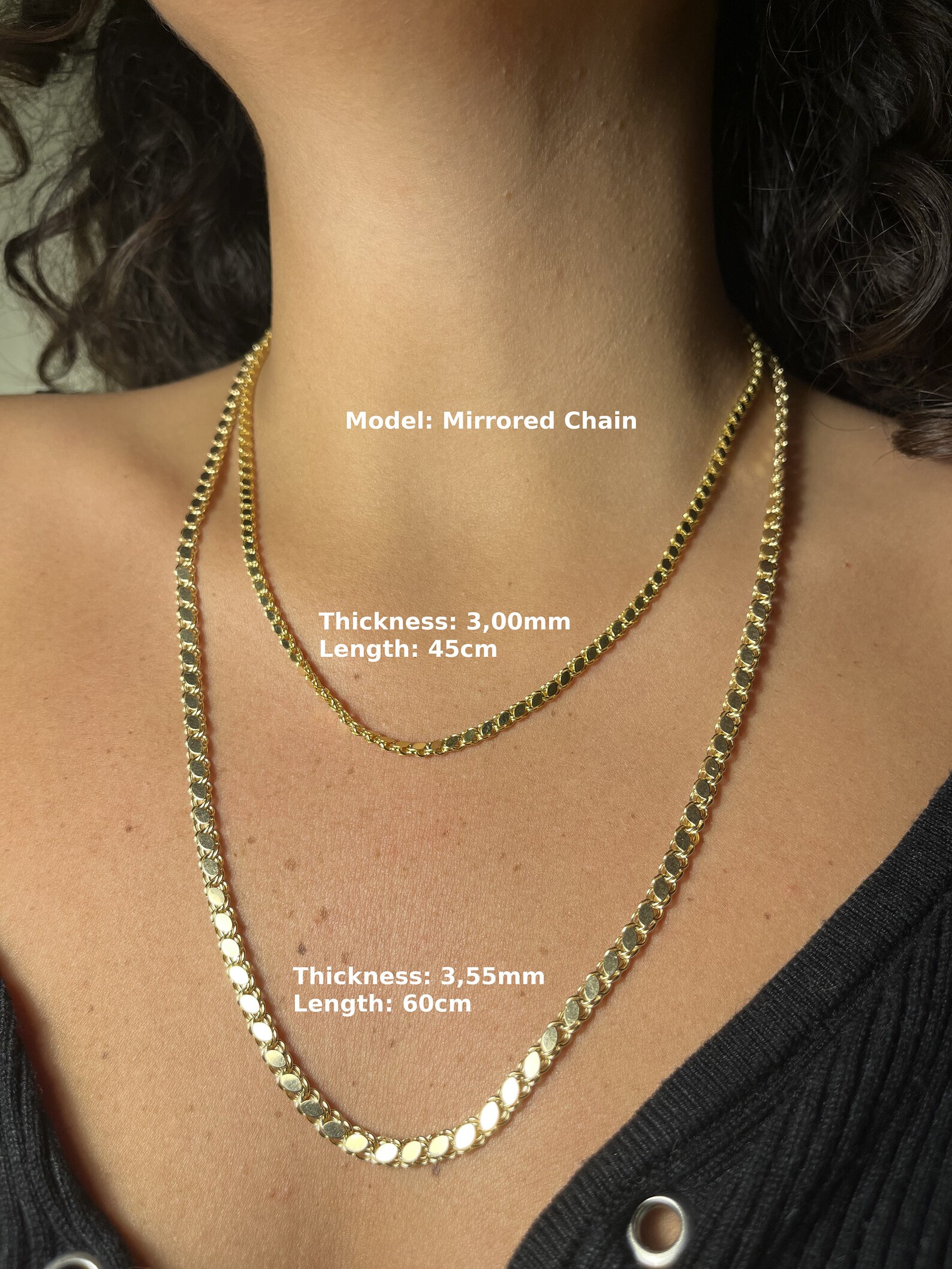 14K Gold Mirrored Chain Model Necklaces, 3.00-3.55mm 18"-28" Inches ...