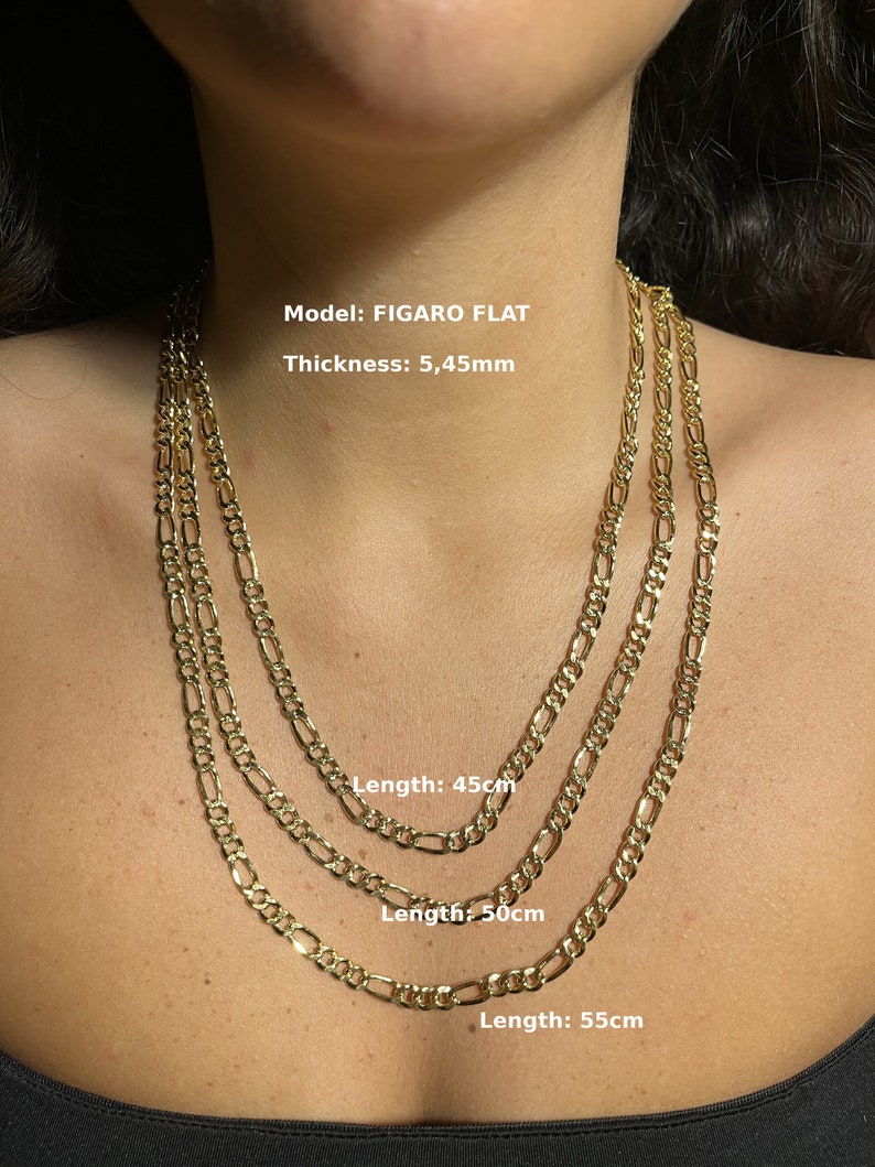 14K Yellow Gold Figaro Chain Necklace: Handmade Thick Link - Etsy