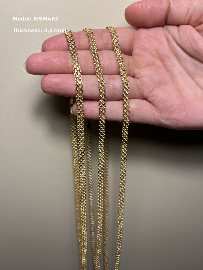 14K Gold Elegant Rolo Bismark Model Necklaces, 4,07-8,00 Mm 18"-22 ...