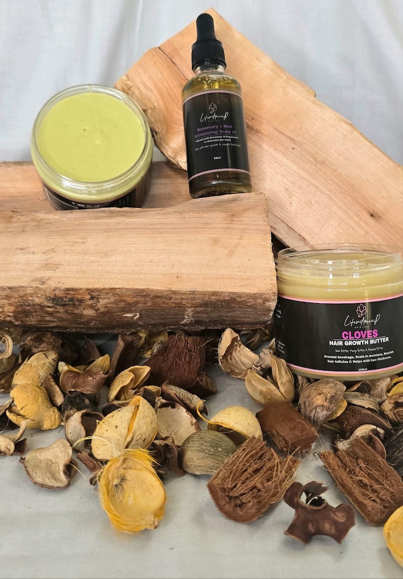 Hair Growth Butter and Rosemary and Mint Stimulating Scalp Oil Bundle ...