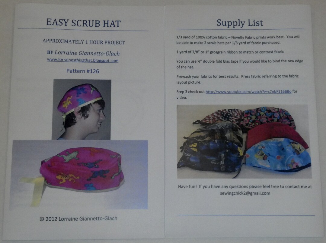 Easy Scrub Hat Pattern - Etsy