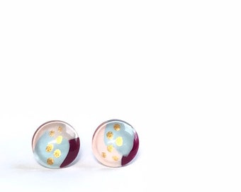 Purple Earrings Modern and Minimalist Handpainted Glass by - Etsy