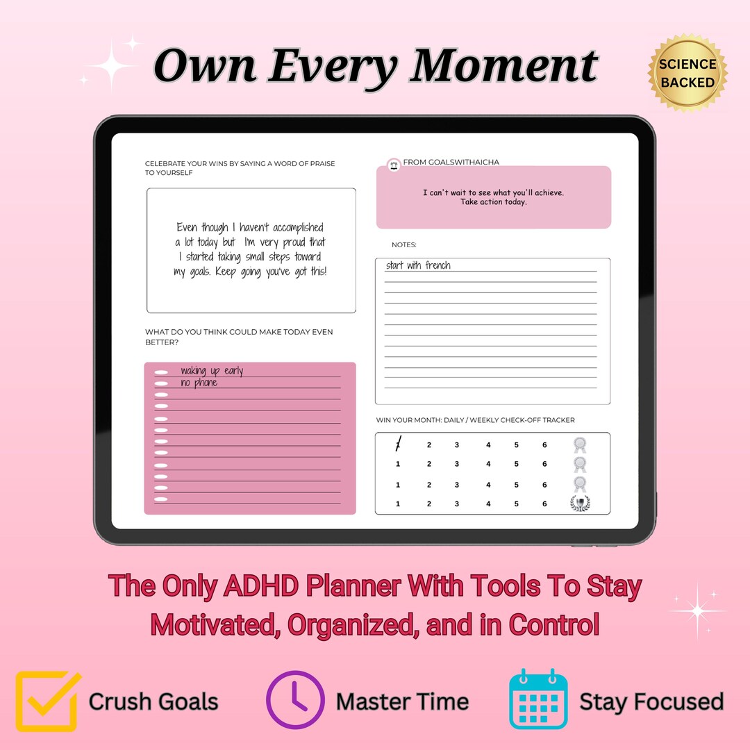ADHD Digital Planner 2025 Simple Planner Monthly, Weekly, Daily Undated ...