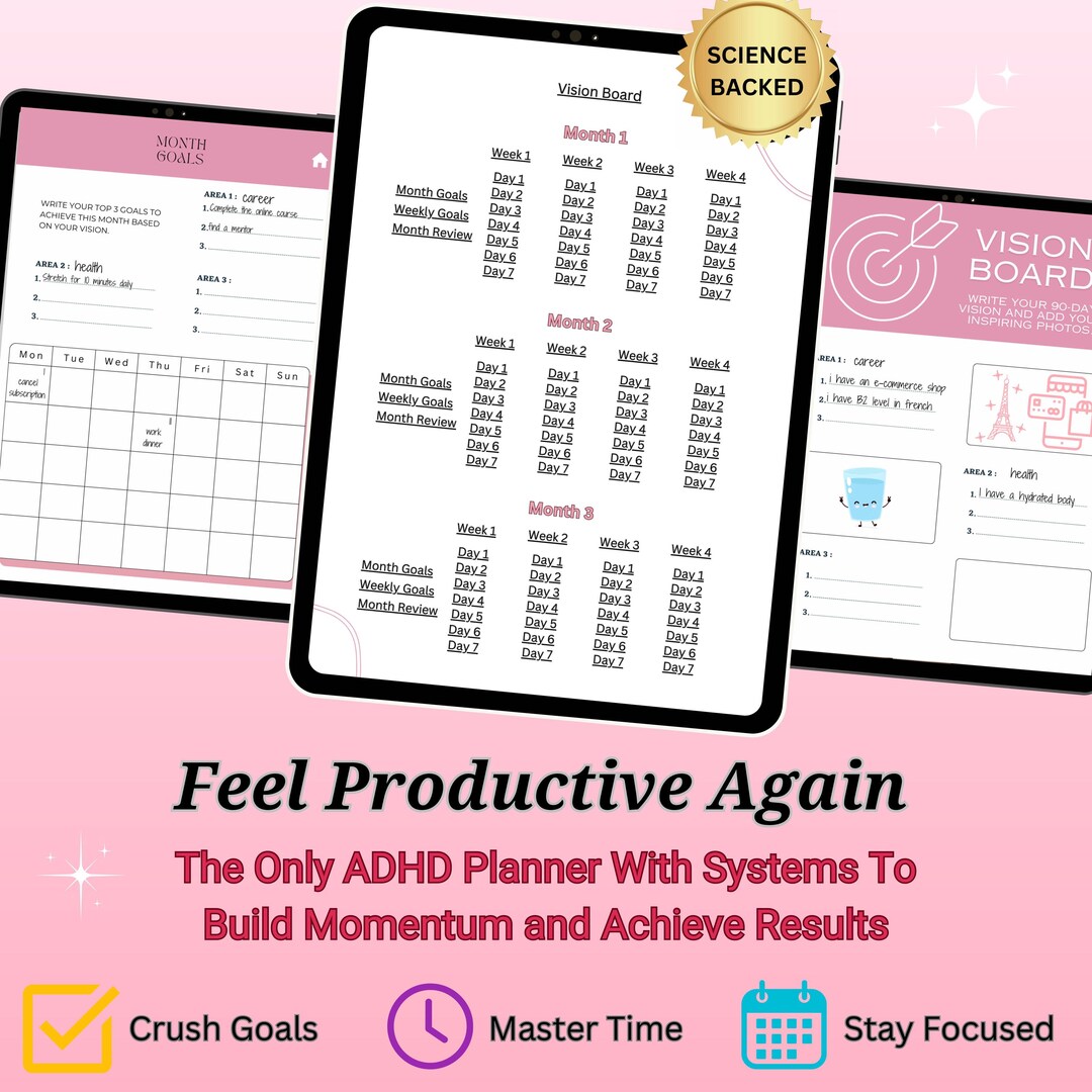ADHD Digital Planner 2025 Aesthetic Planner Landscape Portrait Planner ...