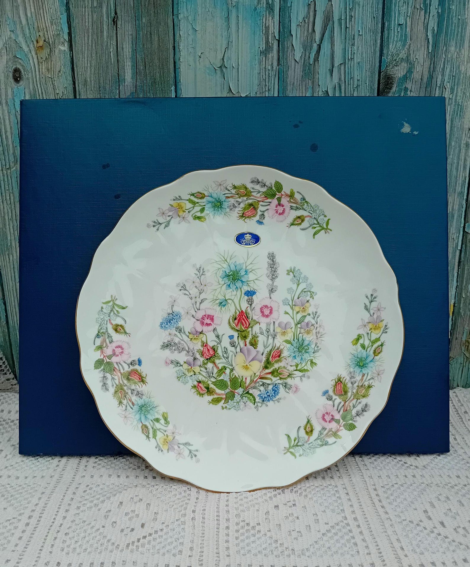 Aynsley "wild Tudor" Cheese/cake Plate and Knife Set New Original Box ...