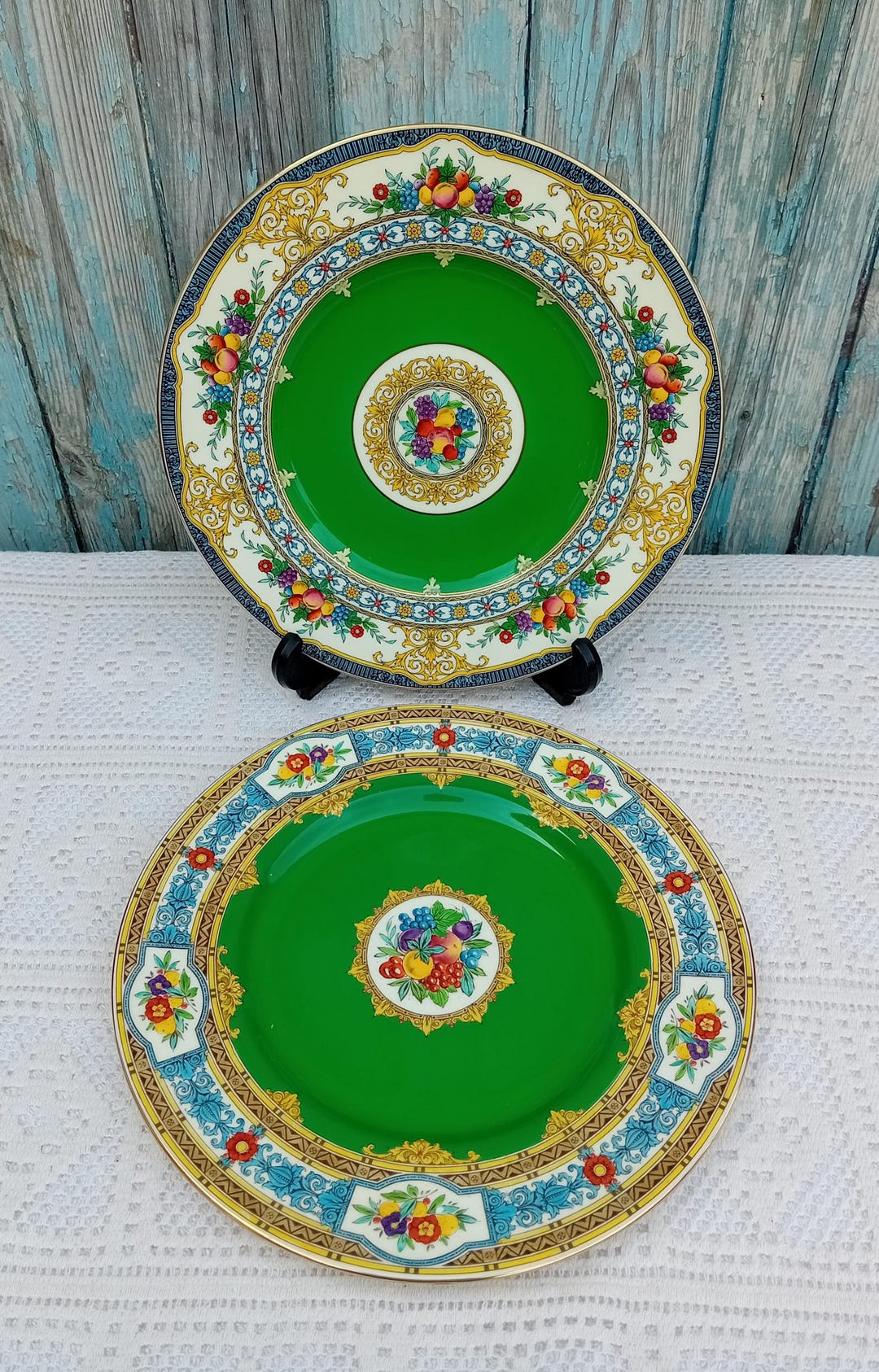 Minton Buckingham Raised Enamel Blue and Green Oak Leaf Pattern - Etsy