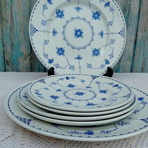 Furnivals Denmark Blue and White Floral Plates - Etsy