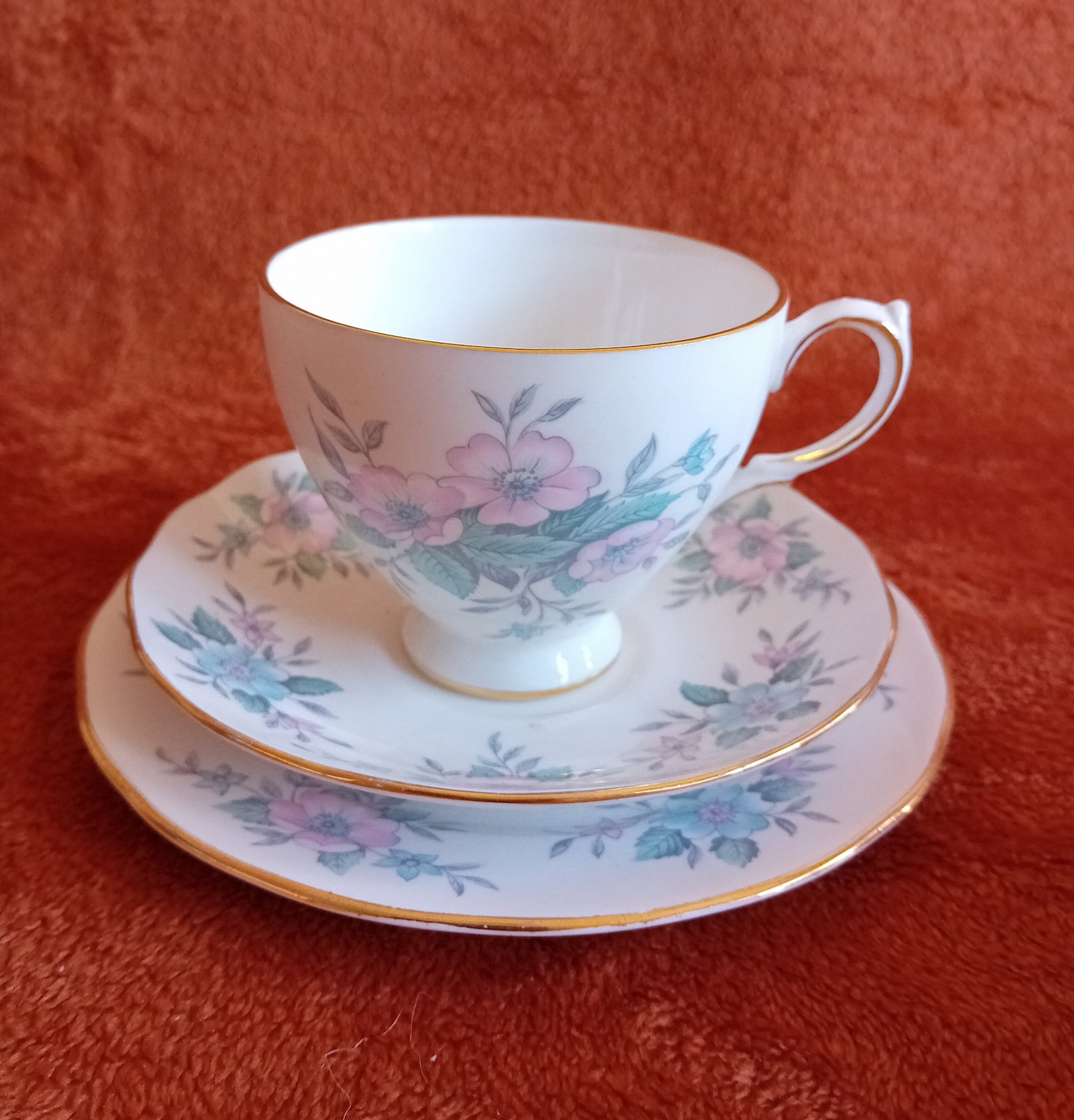 Colclough Vintage Blue and Pink Fine Bone China Tea Set, Pattern 8378 ...