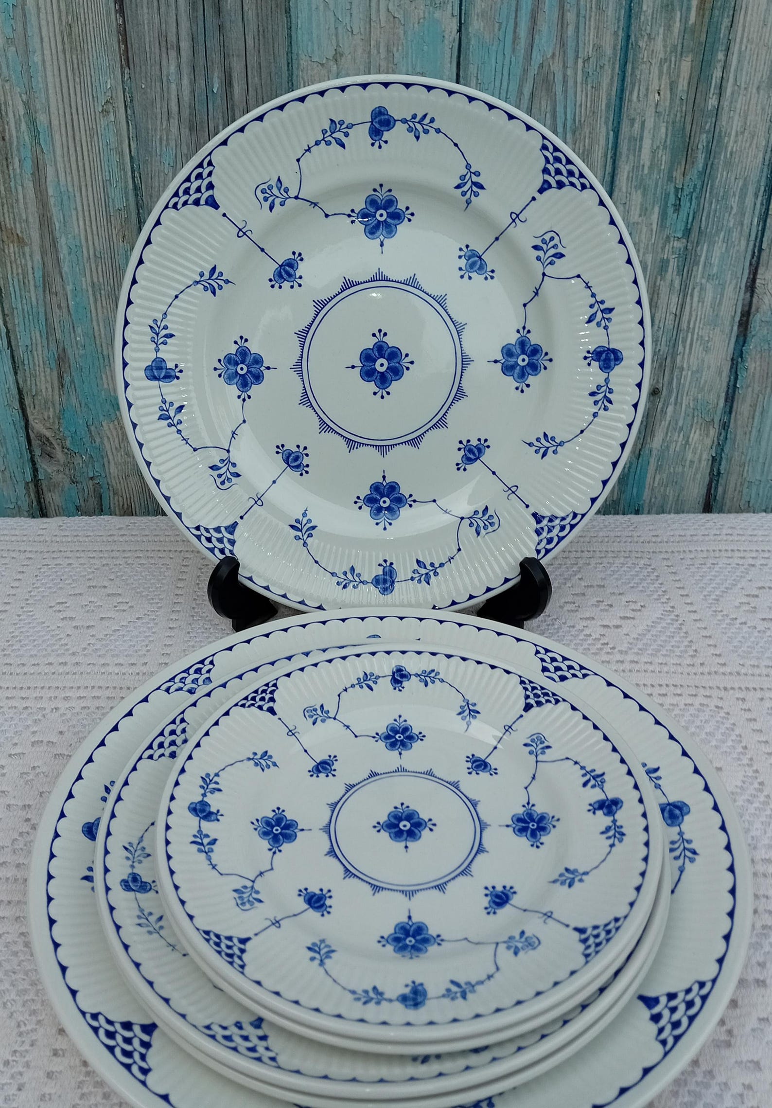 Furnivals Denmark Blue and White Floral Plates - Etsy