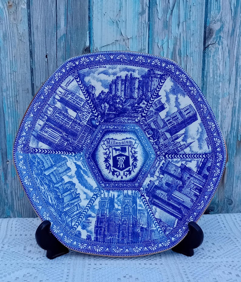 Ringtons Wade Millennium Hexagonal Plate Made in 2000. It is Blue and ...