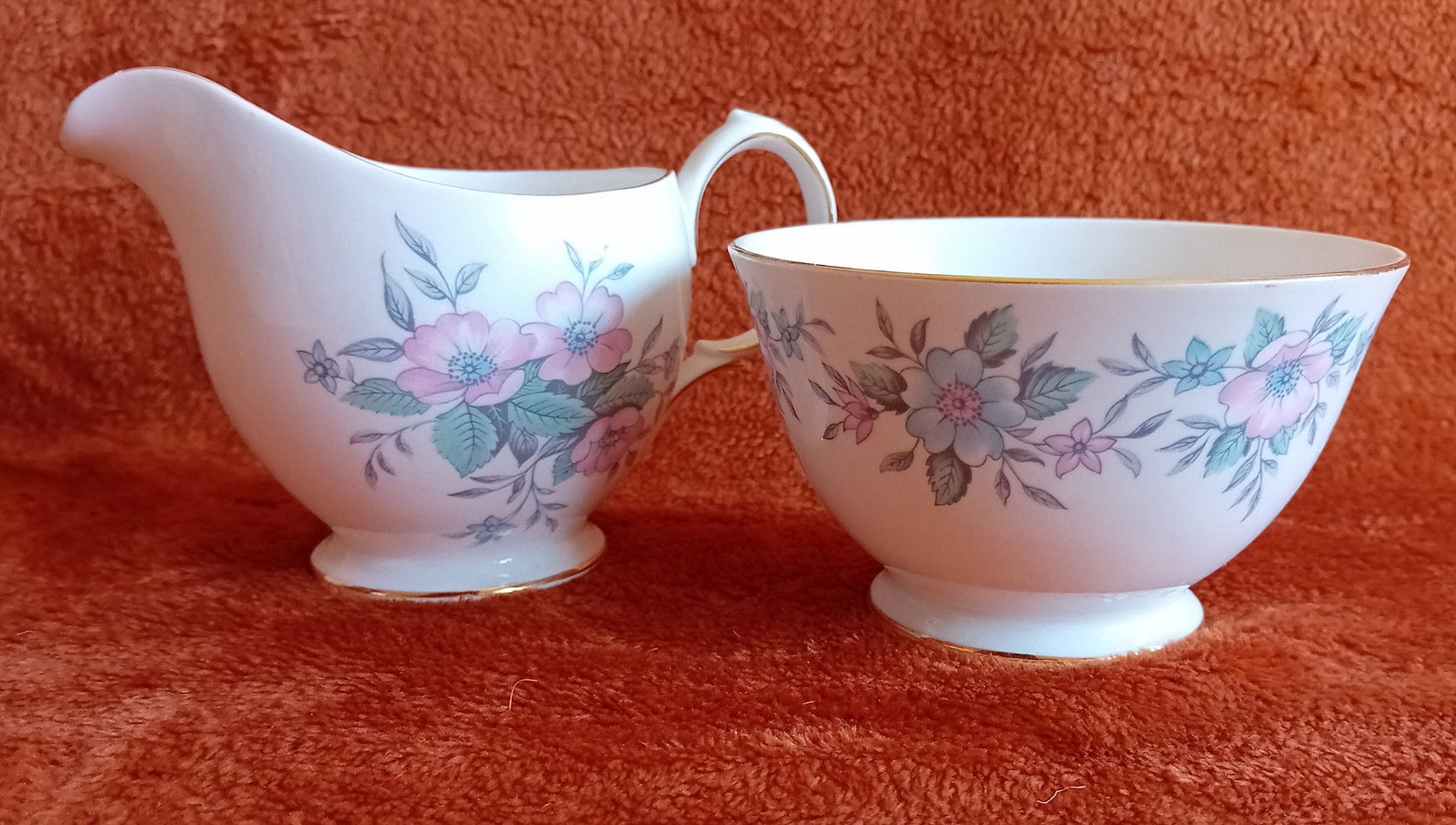 Colclough Vintage Blue and Pink Fine Bone China Tea Set, Pattern 8378 ...