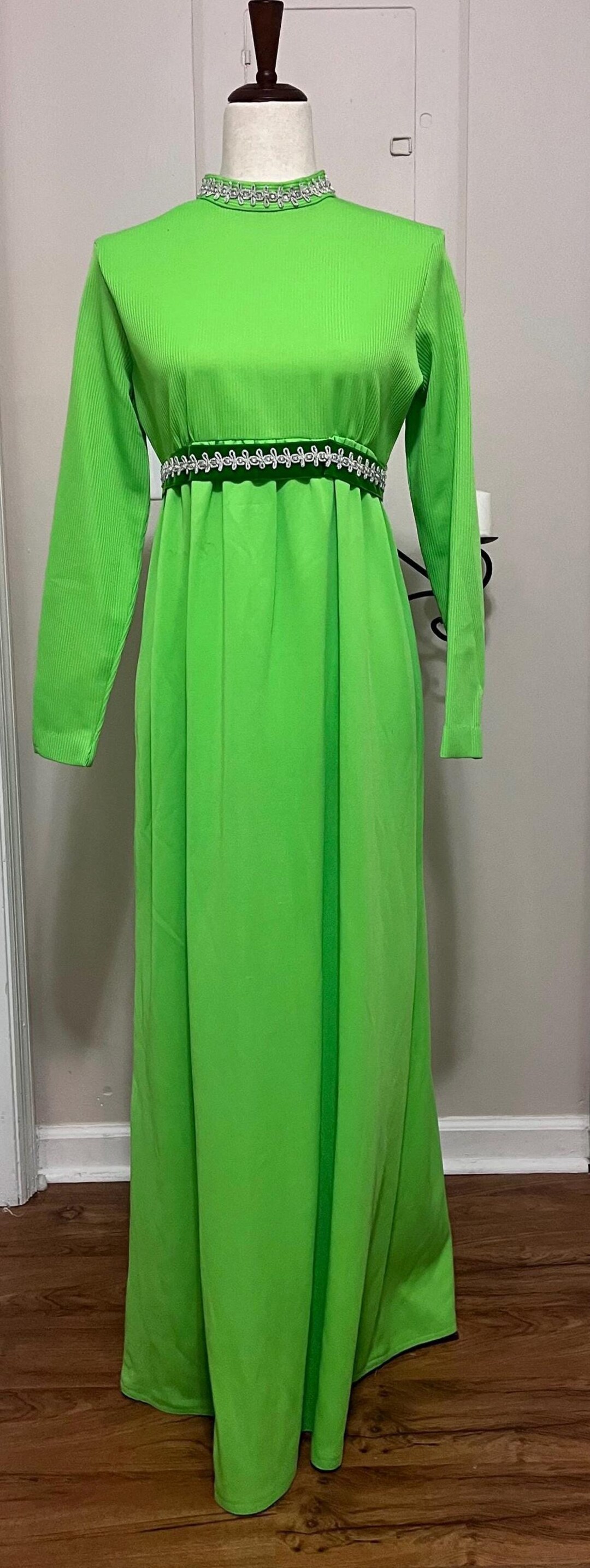 1960’s Green Polyester Dress - Etsy