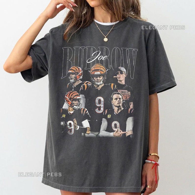 Joe Burrow Tee PNG | Retro Football Shirt Digital | Bengals Fan Gift ...