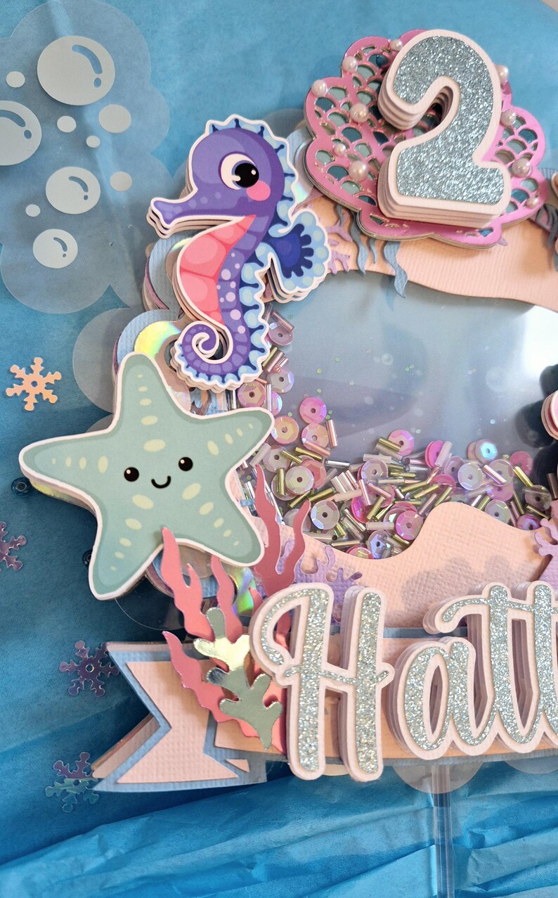 3D Shaker Mermaid Cake Topper, Personalised Name and Age, Birthday Cake ...