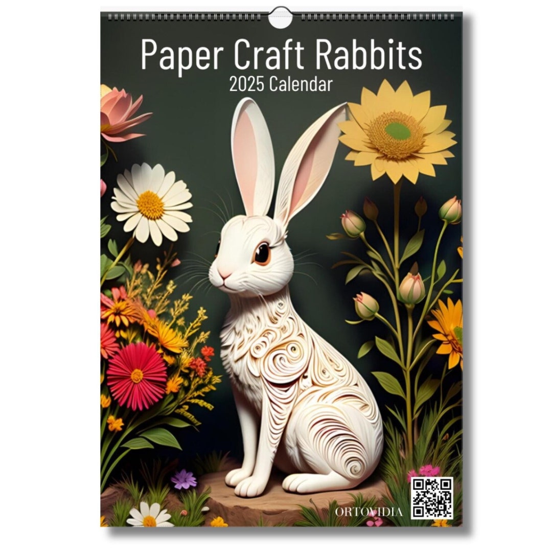 2025 Calendar paper Craft Rabbits by ORTOVIDIA Top Search Trend Bunnies ...