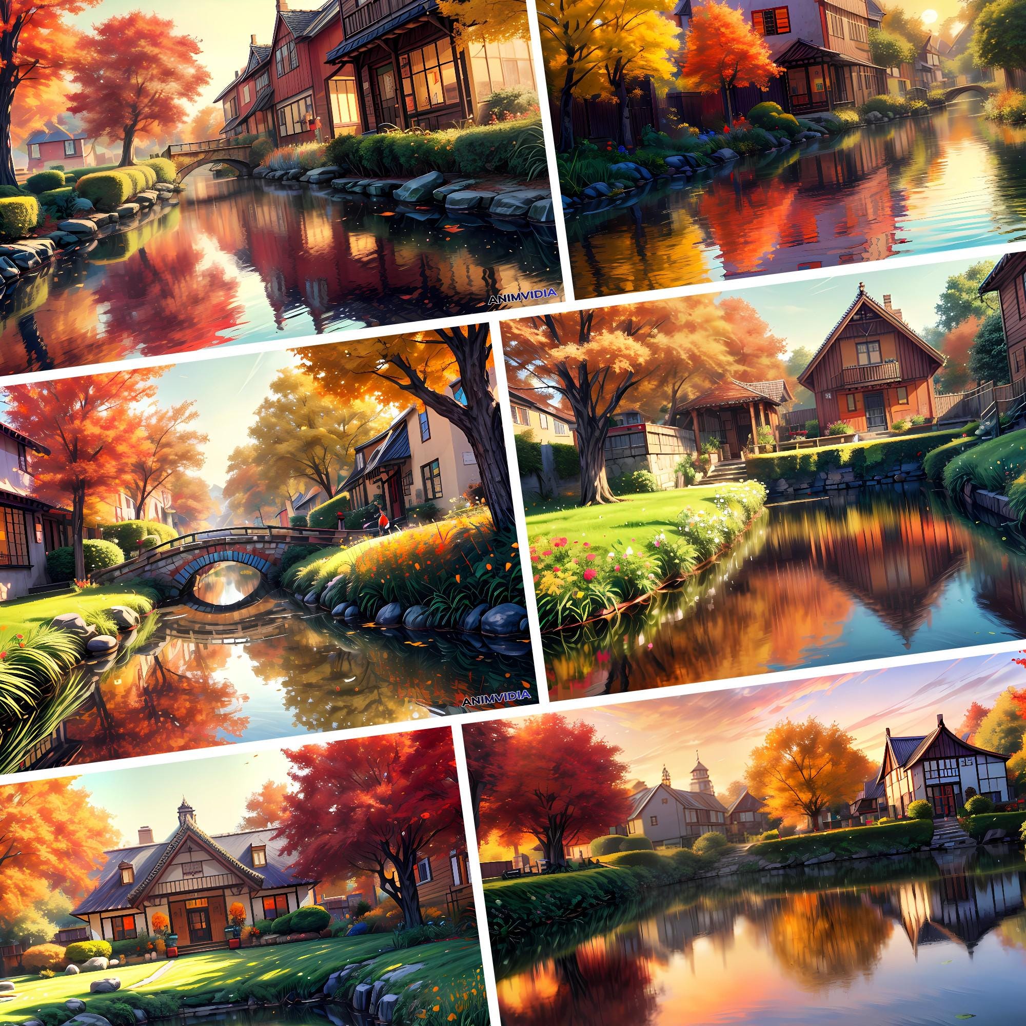 Autumn Town Desktop Wallpapers 12 Enchanting Landscape Digital ...