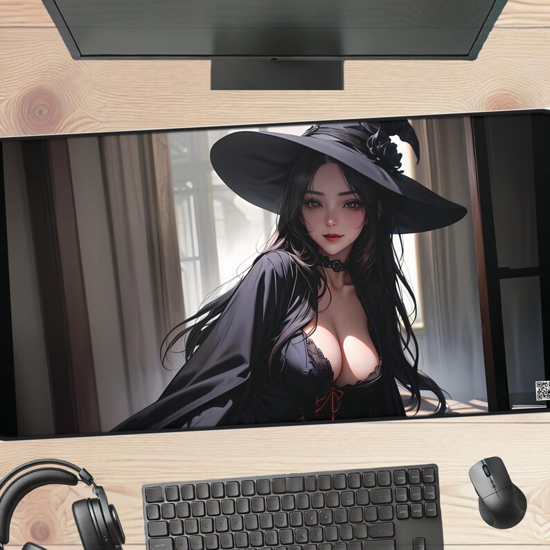 Reclining Gothic Witch Desk Mat by ANIMVIDIA A Darkly Elegant Addition to Your Space - Etsy
