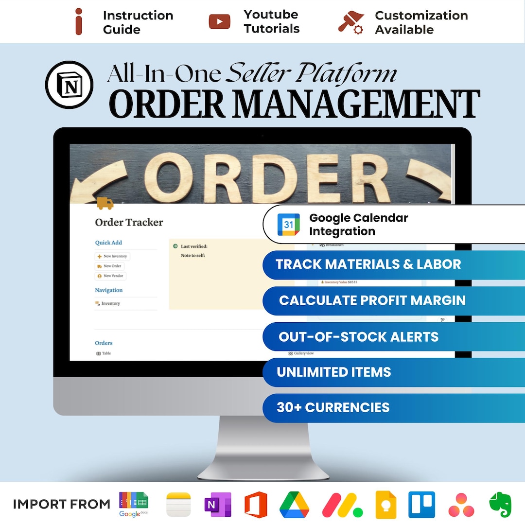 Order Tracker for Notion Order Template With Supply Order Book Order ...