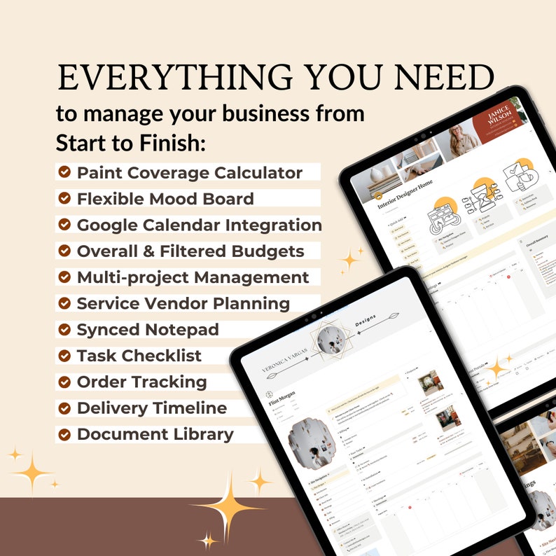 Interior Design Freelance Planner and Client Portal Bundle for Interior ...