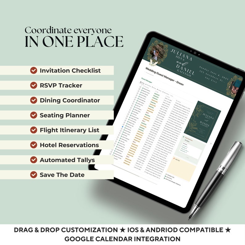 Wedding Invitation Organizer Guest Management Template RSVP Tracking ...