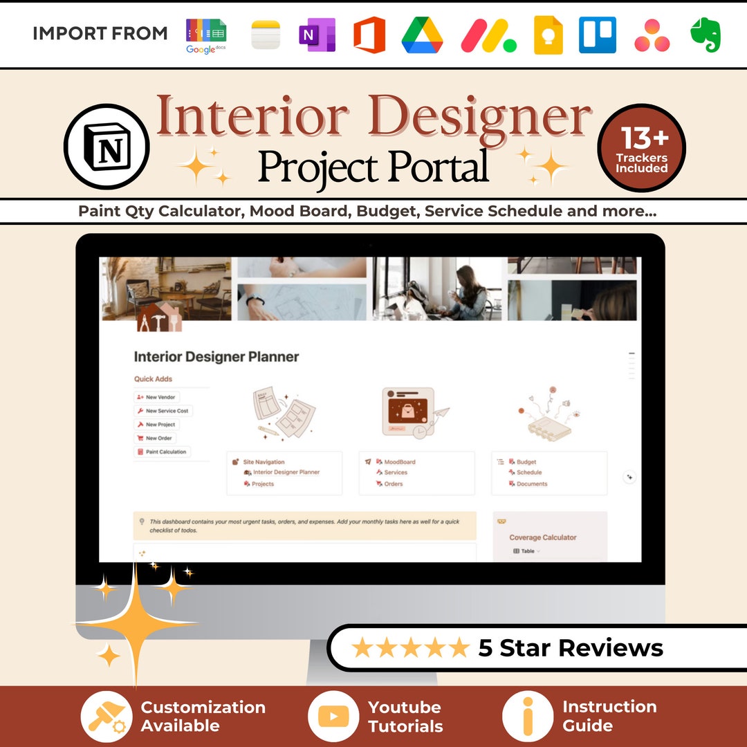 Interior Design Project Manager Notion Interior Decor Planner Home ...