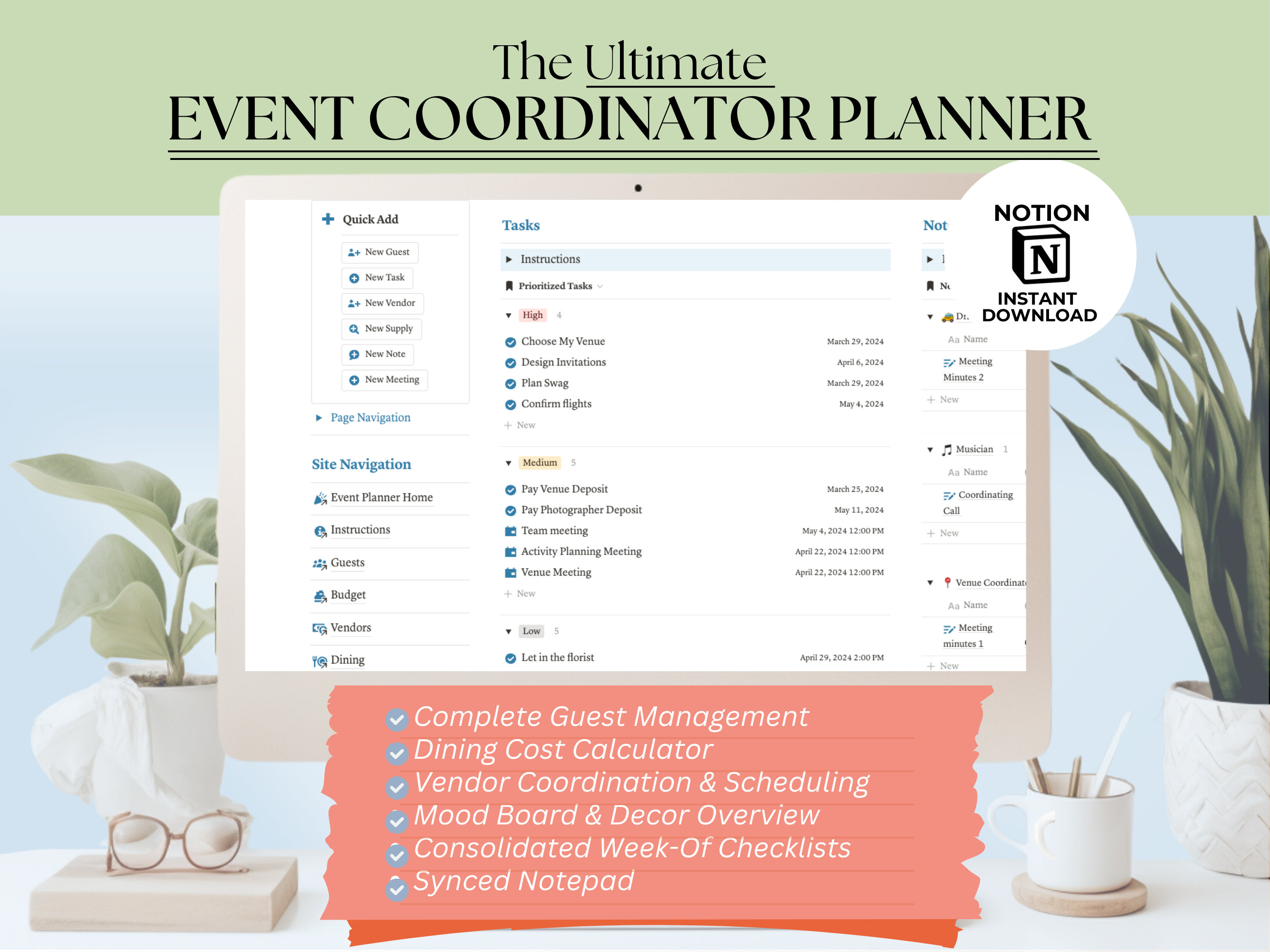 Event Planner Notion Event Coordinator Planner Business Meeting ...