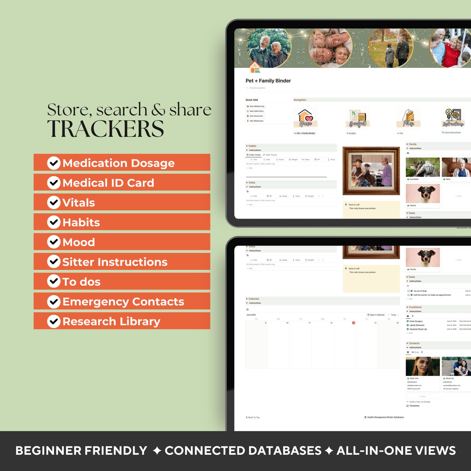 Family Health Record Binder Notion Elderly Medical Notes Binder ...