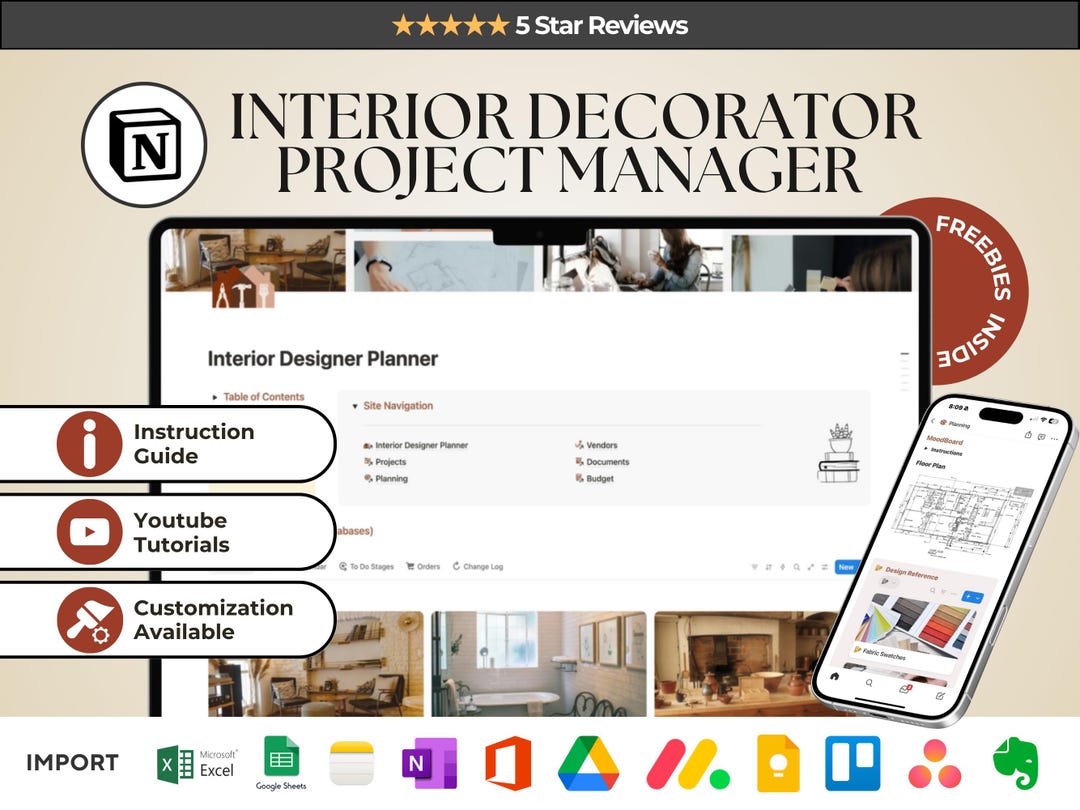 Interior Decorator Notion Planner Interior Decoration Team Site Interior Project Schedule ...