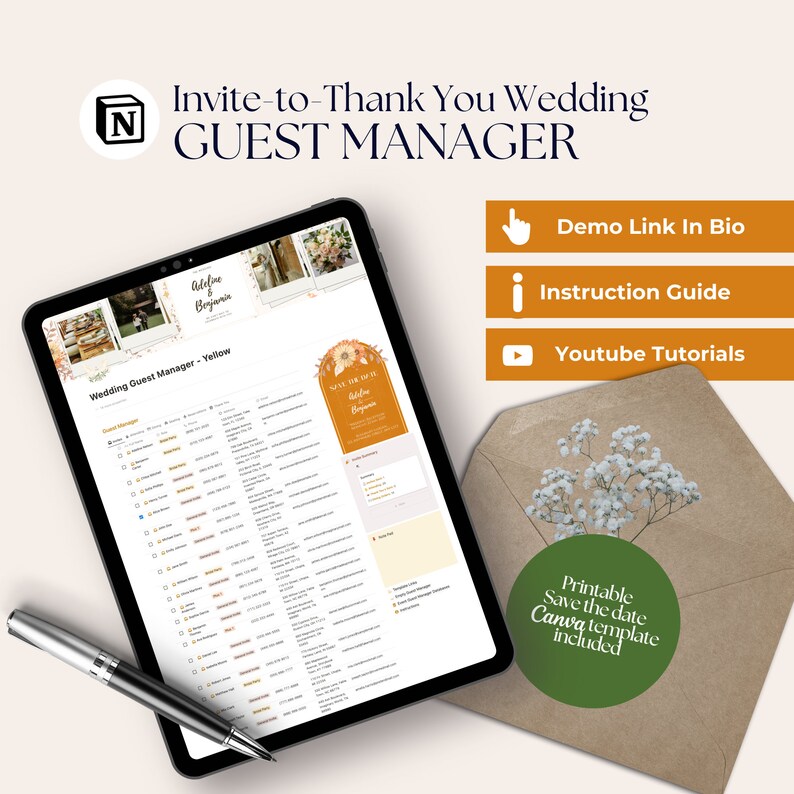 Guest Invitation Planner Event Guest List Organizer Party Guest List ...
