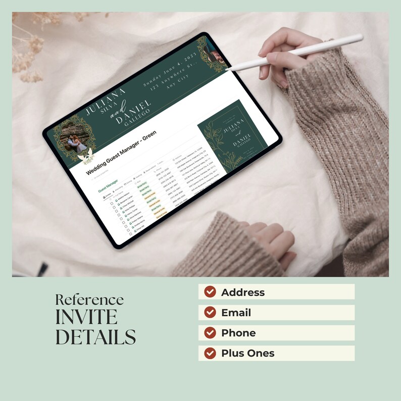 Wedding Invitation Organizer Guest Management Template RSVP Tracking ...