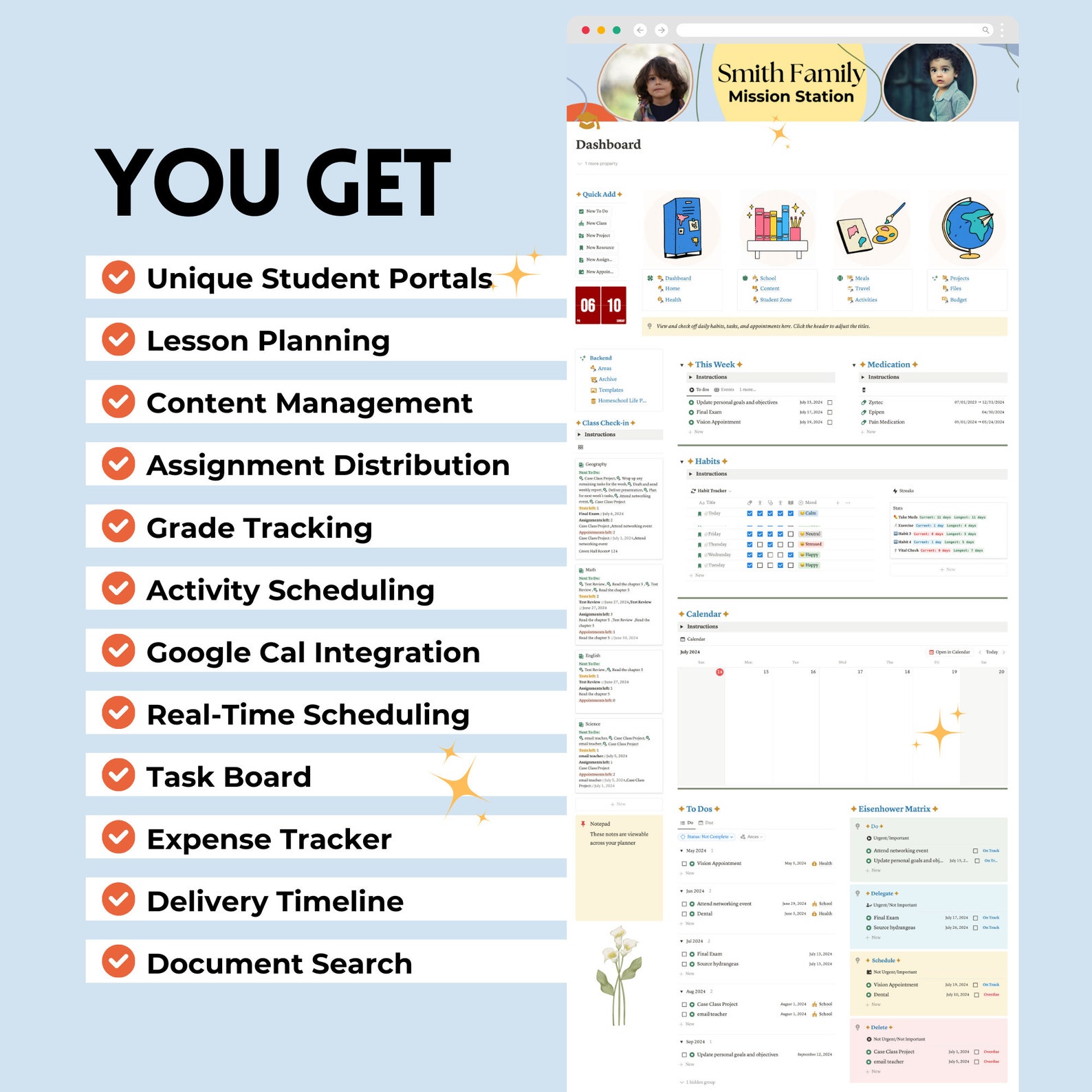 Digital Homeschool Planner Notion Template Kids Homeschool Lesson ...