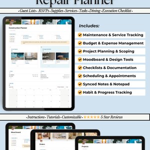 Home Improvement Planner or Home Improvement Tracker Home Improvement ...
