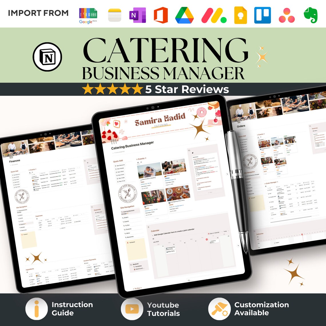 Mobile Catering Business Planner Notion Template With Catering Order ...