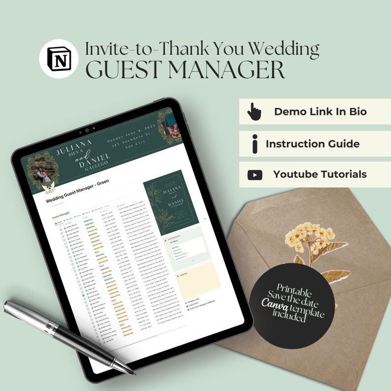 Wedding Invitation Organizer Guest Management Template RSVP Tracking ...