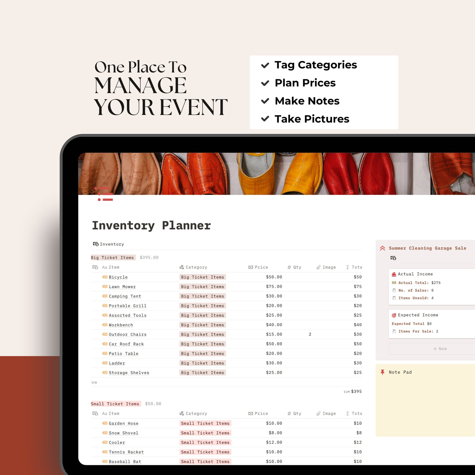 Estate Sale Notion Template Estate Sale Log Inventory Tracker Estate ...