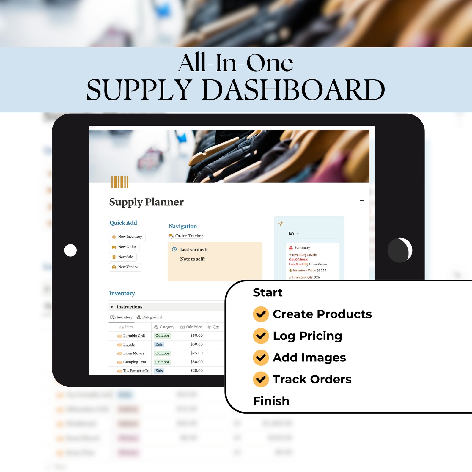 Supply Planner Notion Template With Production Cost Calculator Supply ...