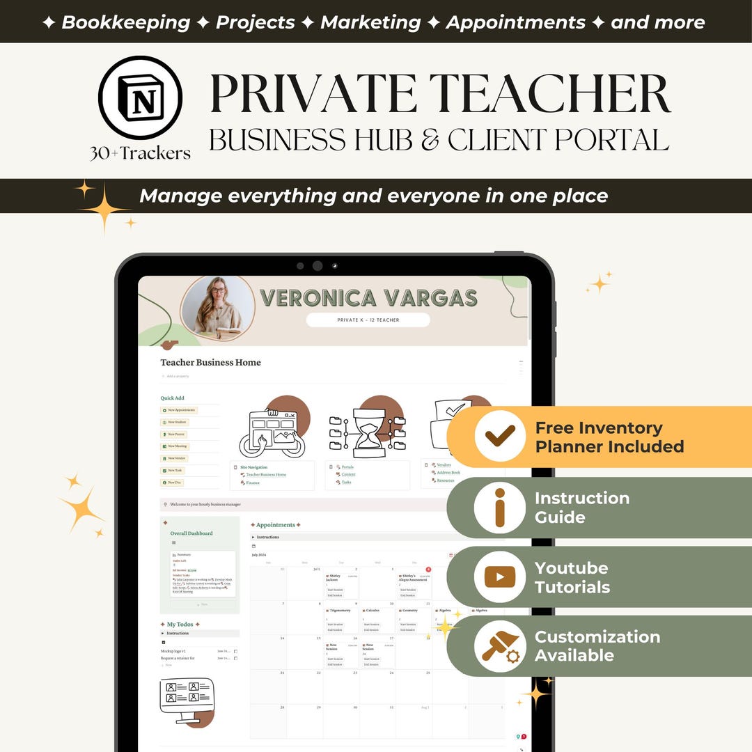 Teaching Business Planner Notion Teacher Planner Digital Teacher ...