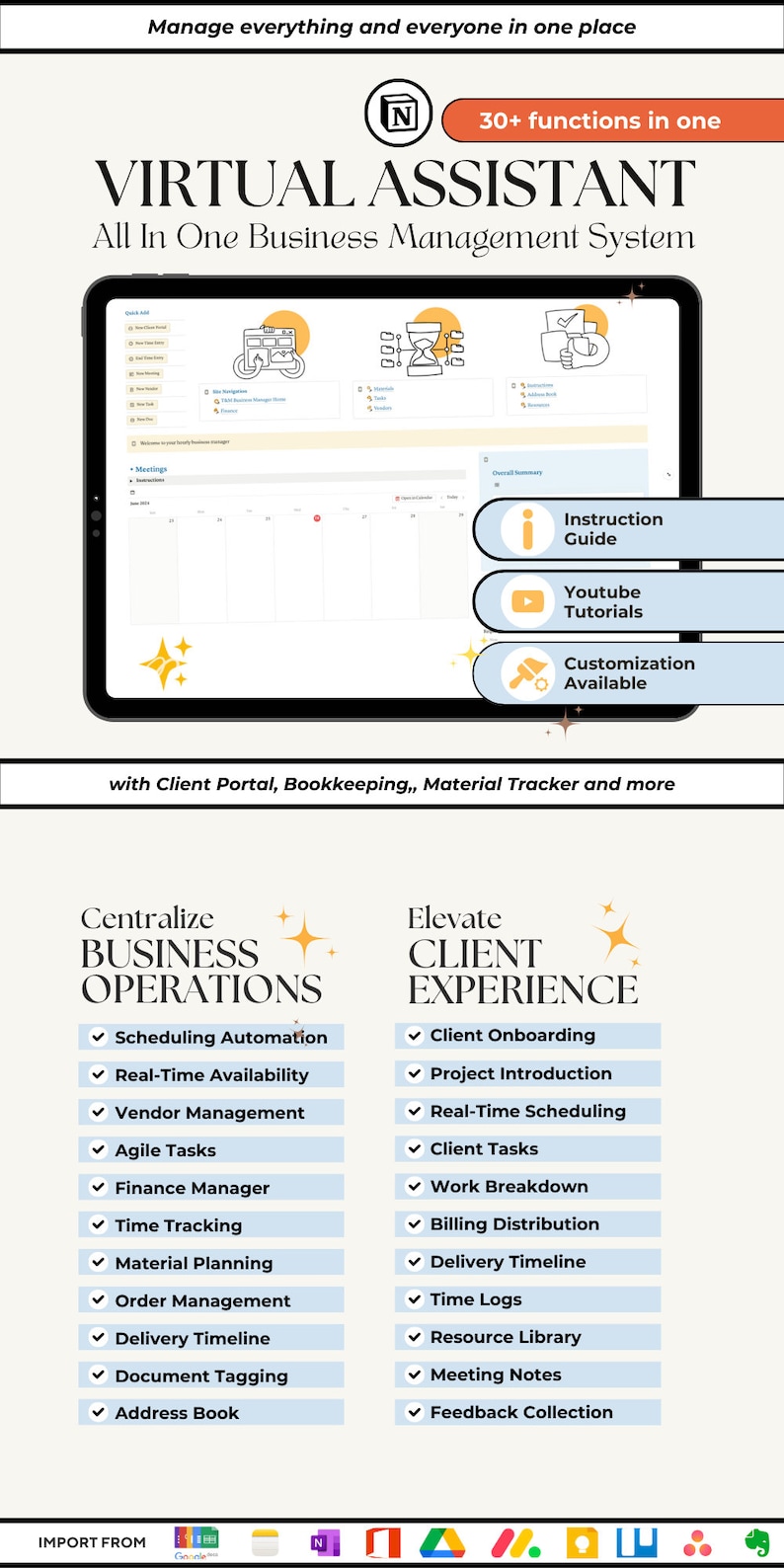 Virtual Assistant Business Manager Notion Planner VA Client Manager Notion Template Virtual ...