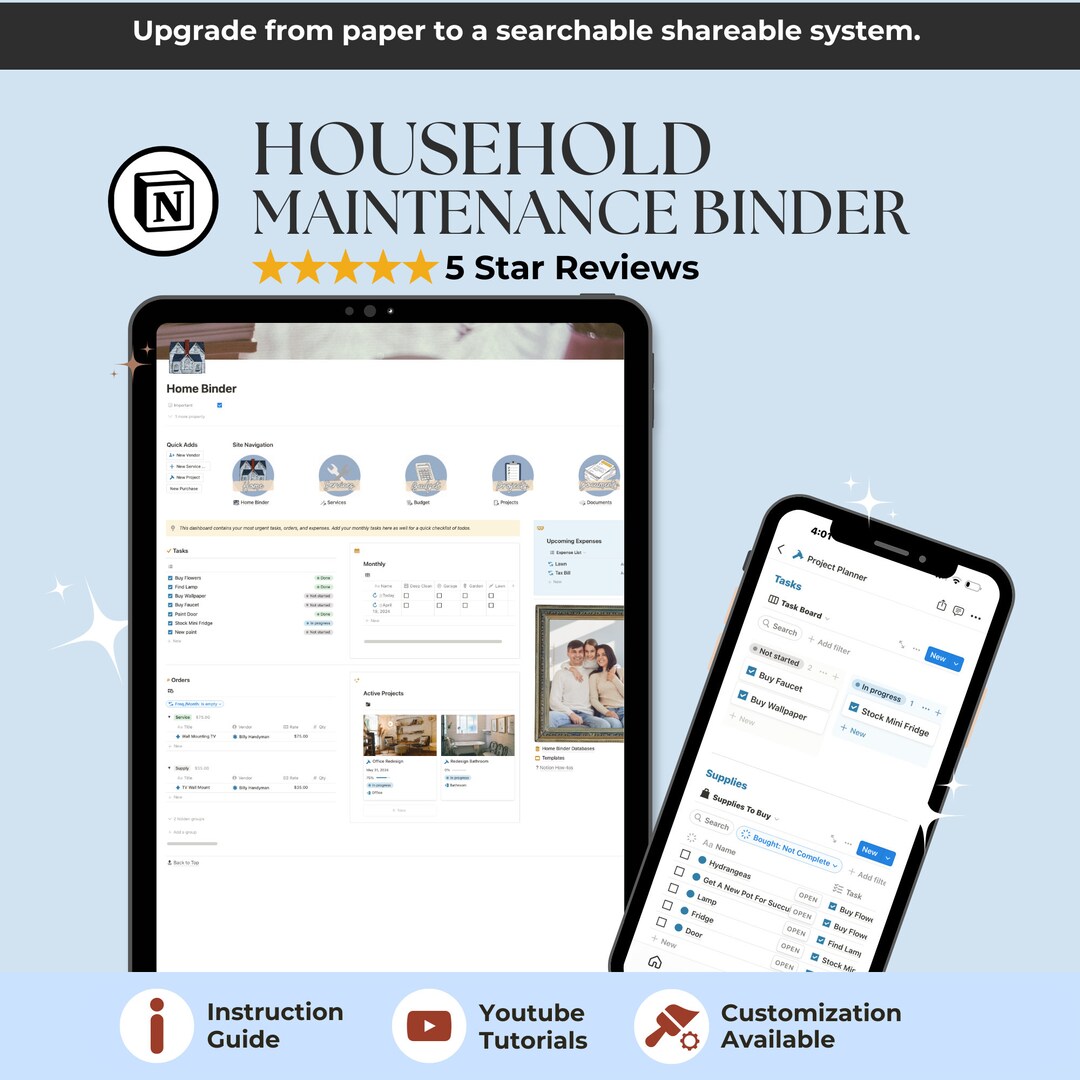 Household Maintenance Binder Household Notion Template Household ...