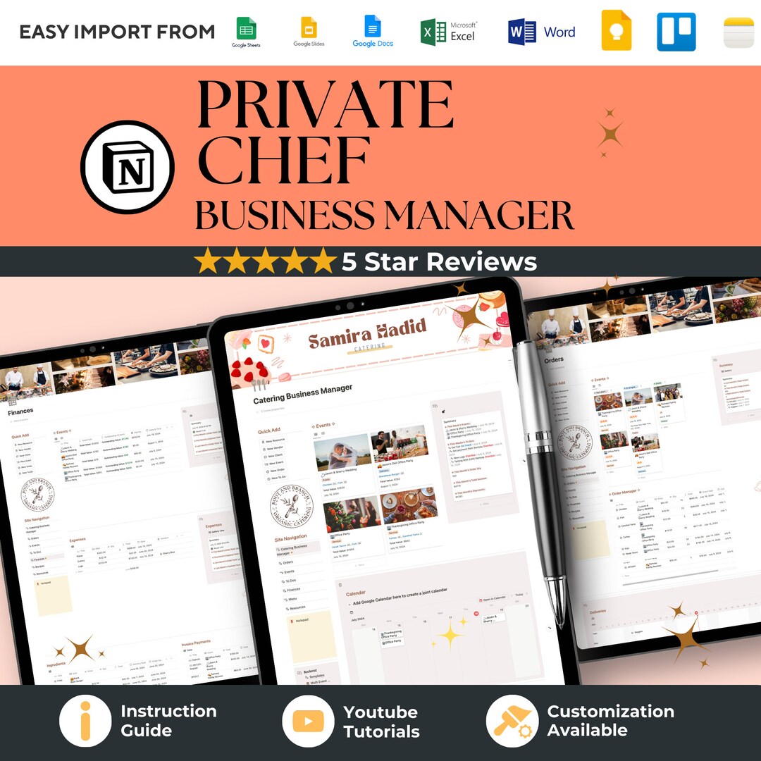 Personal Chef Notion Template Personal Chef Business Notion Planner ...