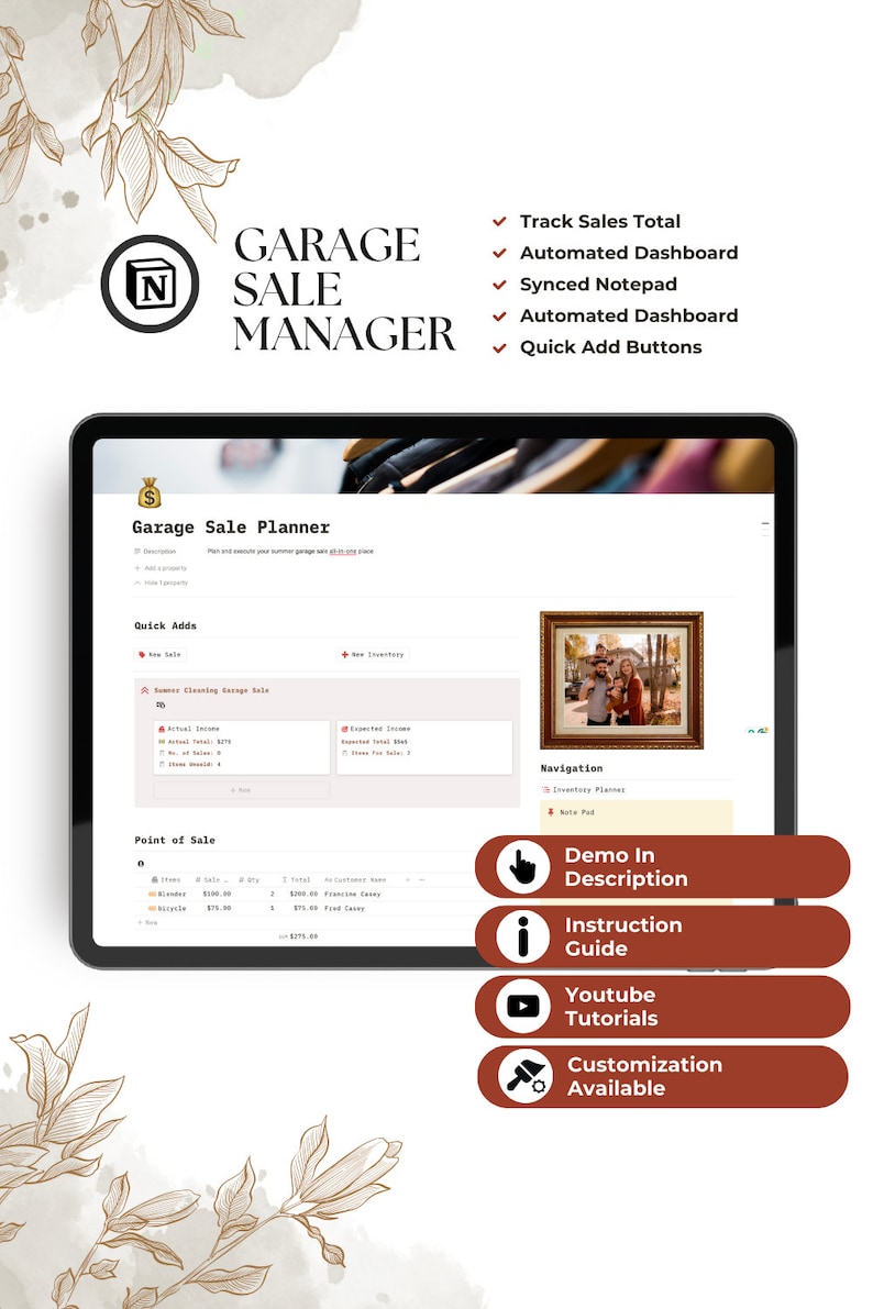 Estate Sale Notion Template Estate Sale Log Inventory Tracker Estate ...