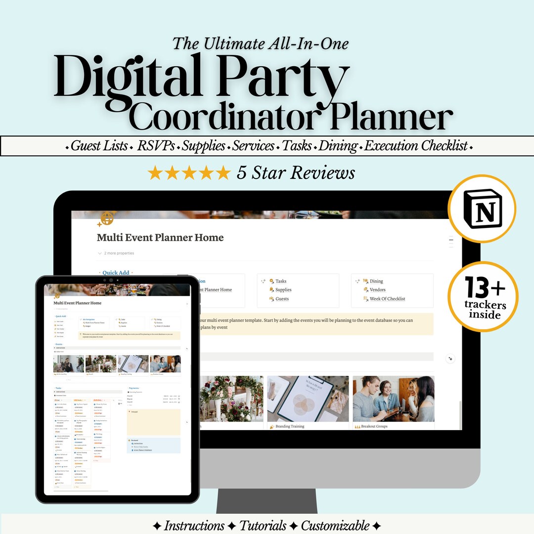 Party Planner Notion Template for Party Bundle Multiple Party Planner ...