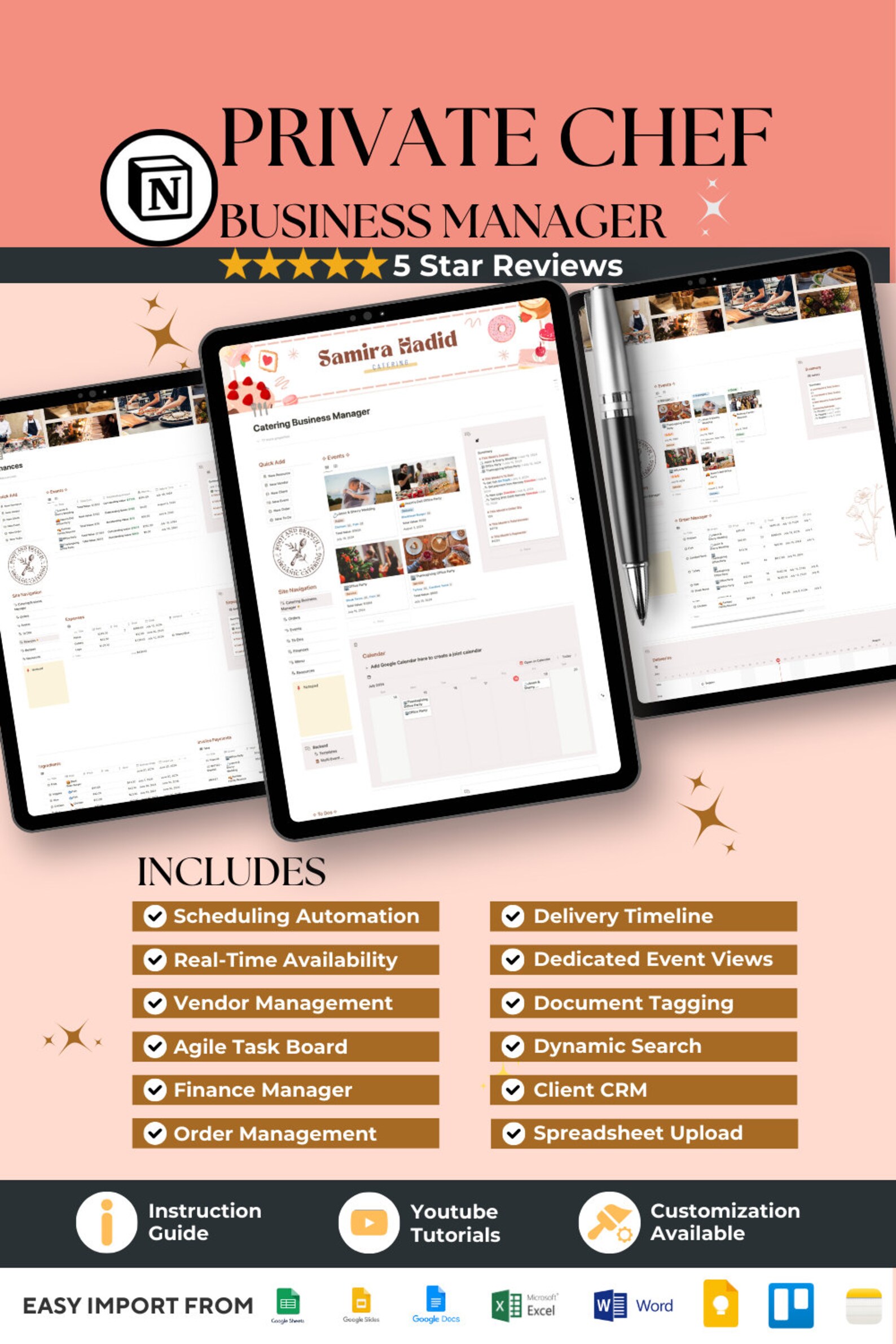 Personal Chef Notion Template Personal Chef Business Notion Planner ...